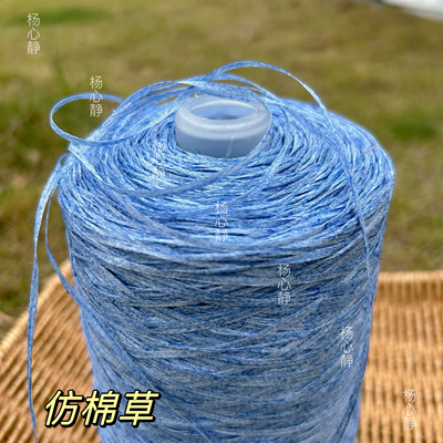 标价500克价格日本进口高品质蓝色系仿棉草线扁带 包包帽子手工线