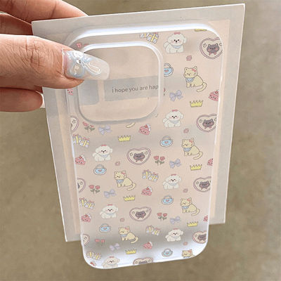 爱心猫咪狗适用苹果17Promax手机壳iphone16透明15新款14保护套13PM超薄磨砂硅胶12plus软11外壳ipxr女xs个性