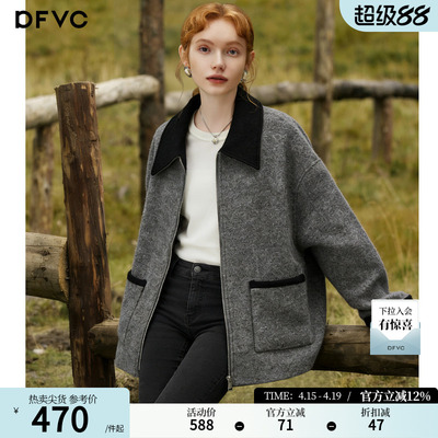 dfvc韩版羊毛短款毛呢外套