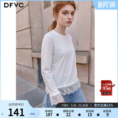 dfvc韩版简约圆领长袖T恤