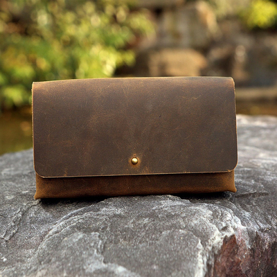 笔记本电源鼠标配件棕色复古数码收纳包纯手工真皮疯马皮MC05PB