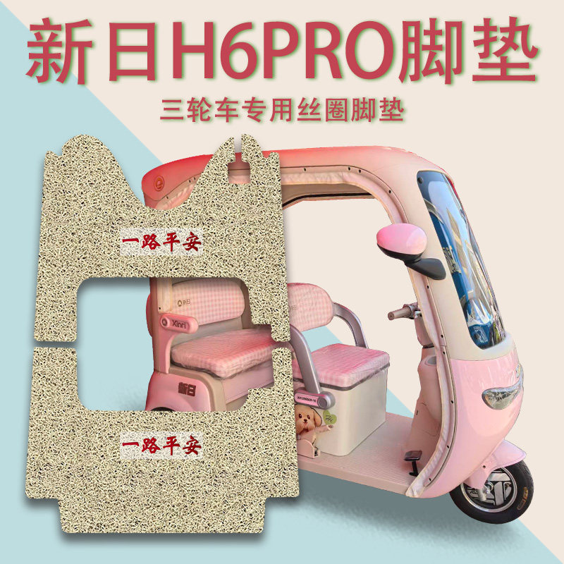 适用新日H6PRO电动三轮车脚垫XR1200DZK-10防滑厚丝圈脚踩踏板垫