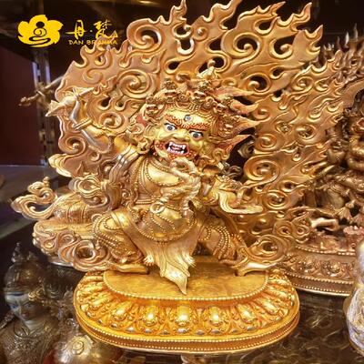 尼泊尔全鎏金金刚手雕像恰那多杰铜雕像释迦族高50cm西藏古代铜雕