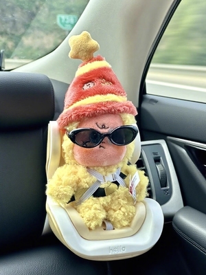 泡泡玛特123星星人坏脾气毛绒理发挂件小太阳labubu搪胶车载座椅