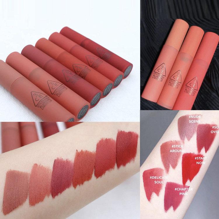 韩国3CE秋季新款慕斯丝滑柔雾哑光唇釉干枯玫瑰不拔干BEARBERRY_虎窝淘