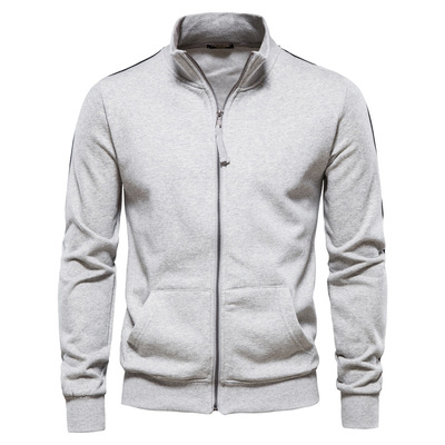 Men stand up collar zipper versatile hoodie男士立领拉链卫衣