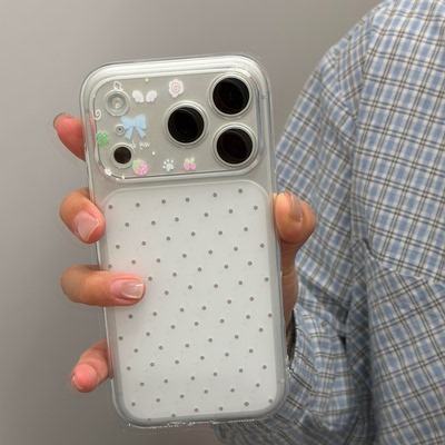 韩系ins波点蝴蝶结适用iPhone17promax大视窗手机壳16/15plus少女