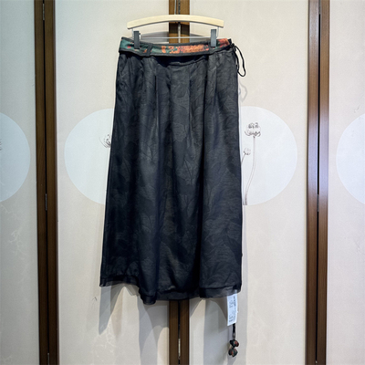 真丝绢纺香云纱提花百搭高腰气质无松紧侧拉链桑蚕丝半身裙