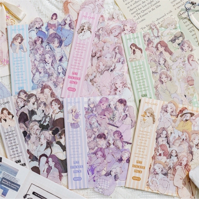 白色恋人PET防水手账贴纸可爱人物少女流麻手帐拼贴装饰素材贴画