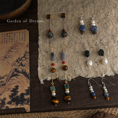 原创手作天然淡水珍珠串珠耳环合集复古文艺感气质优雅耳饰女