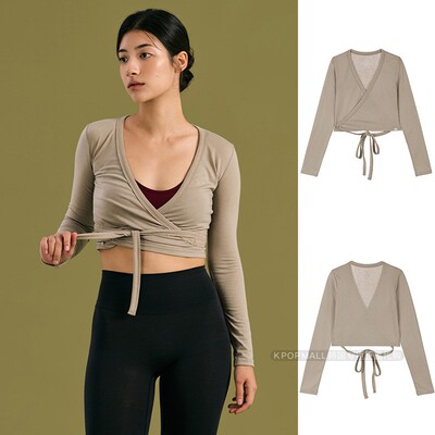 瑜伽V领绑带开衫女修身显瘦