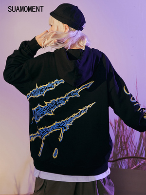 爱心涂鸦血爪帽衫抓痕情侣