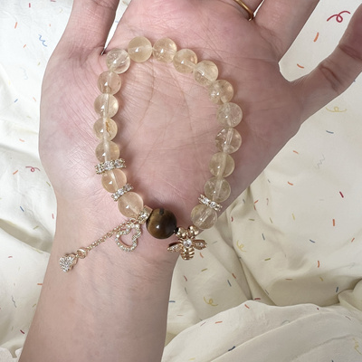 卖空展示！多面体原创天然黄水晶手链手串女款柠檬黄招财手串