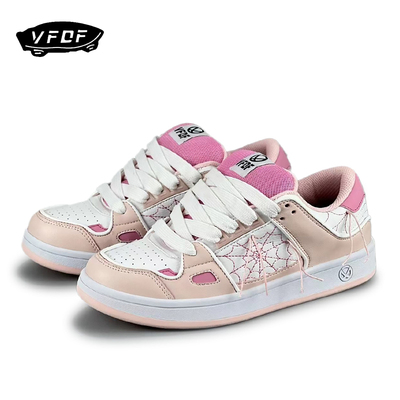 复古百搭粉蜘蛛板鞋女