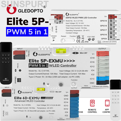 GLEDOPTO新品精英六路611/619以太网接口ESP32 WLED控制器全新PWM