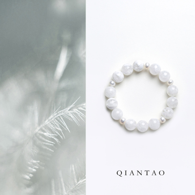 QIANTAO「霜降」原创珍珠天然雪花幽灵水晶手串女手链情侣礼物