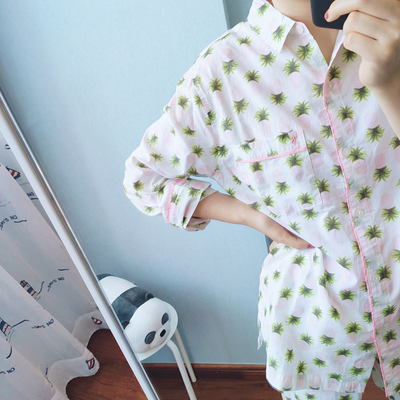 薄款宽松透气梭织棉布女睡衣