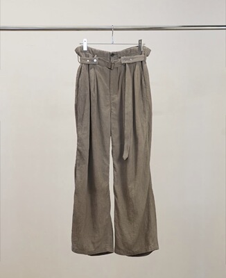 春夏新款亚麻混纺垂坠腰带西裤