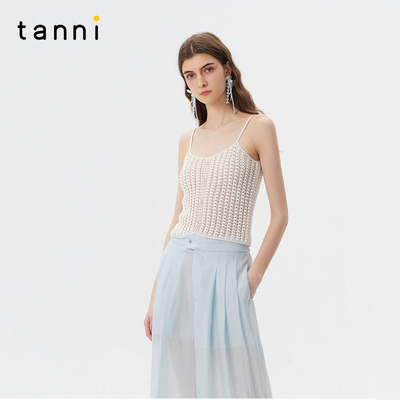 tanni淡人简约百搭针织钩针背心