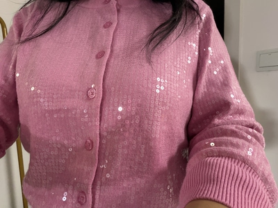 Baumundp 丹麦少女 bp珠片 粉色 白色 开衫