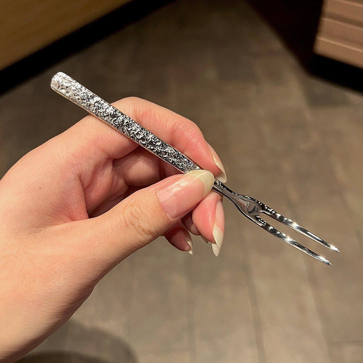 MINI精致水果叉~出口304不锈钢甜品叉蛋糕点心叉子精致水果叉子