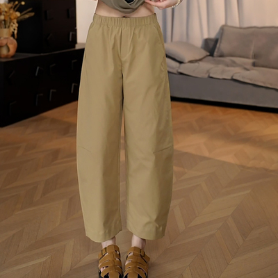 时尚洋气九分直筒宽松弯刀休闲裤