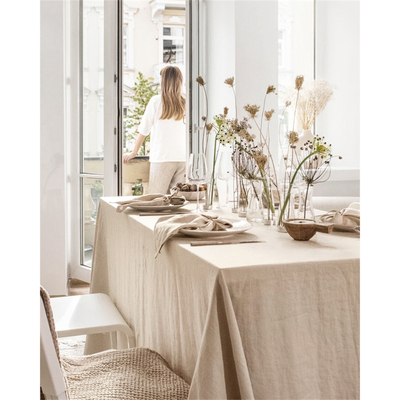 亚麻桌布苏抚纯色方形台布简约