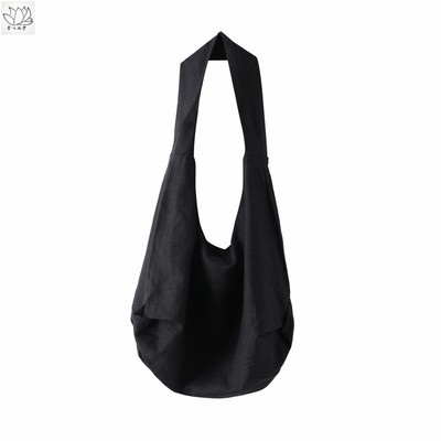 中国风禅意亚麻布包男女复古文艺单肩包棉麻和尚僧侣包居士汉服包