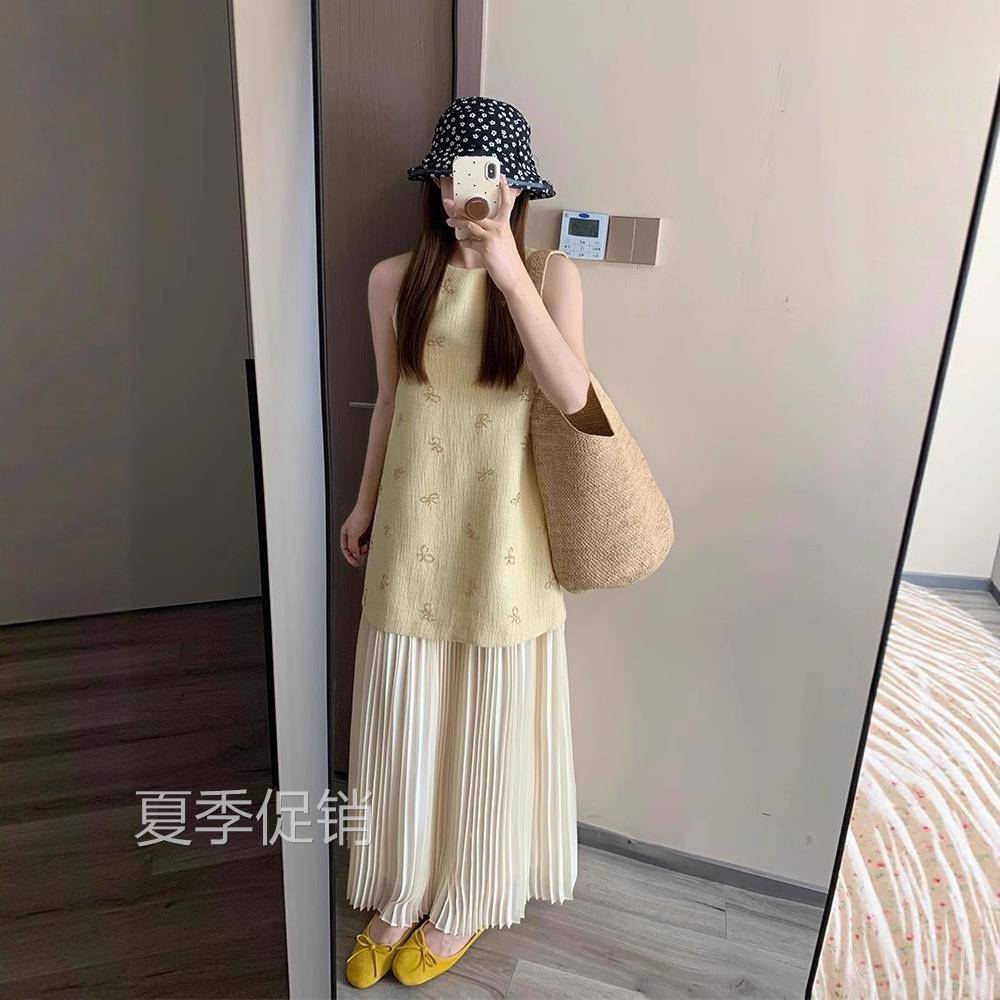 法式假两件小香风连衣裙女夏季新款轻奢高级感海边度假气质中长裙