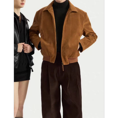 staythenight棕桔色翻领夹克外套