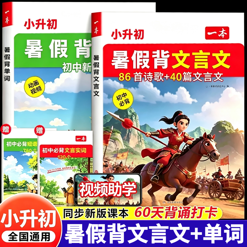 【抖音同款】一本小升初暑假背文言文小升初暑假背单词小学升初中预备新初一必背古诗词和文言文小初文言文提前背衔接作业