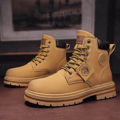 High Top Boots Men Leather Shoes Motorcycle Ankle Boots 2022