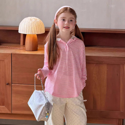 GOLI·条纹防晒衣宝宝花边透气上衣