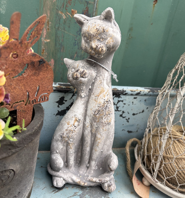 爱上花园水泥做旧摆件花园装饰家居摆件水泥做旧姐妹猫
