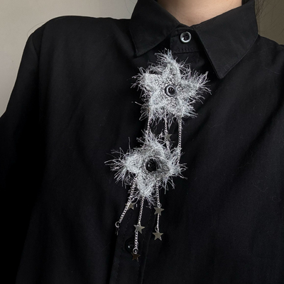 原创纯手工编织恶魔之眼星星流苏纽扣套童趣独特毛线百搭闺蜜礼物