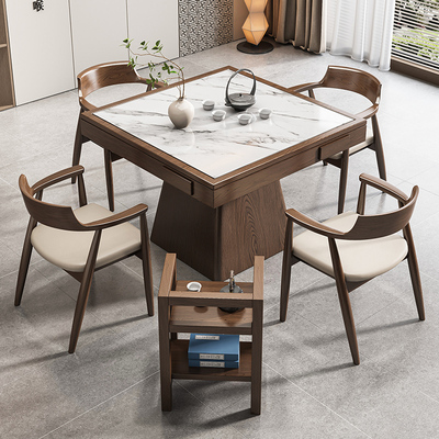 金沙公爵掼蛋专用桌岩板八仙桌中式棋牌桌椅组合四方桌餐桌正方形