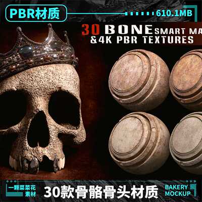 c4d blend max高清肌理污渍骨骼骨头模型贴图PBR材质素材 A241