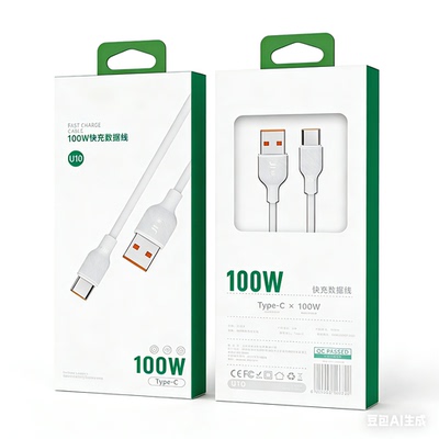 潮品严选JLN手机数据充电线USB接口100W基础款多种接口中适用苹果安卓Type-c