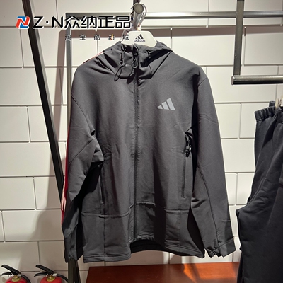 阿迪达斯男连帽防风保暖软壳夹克