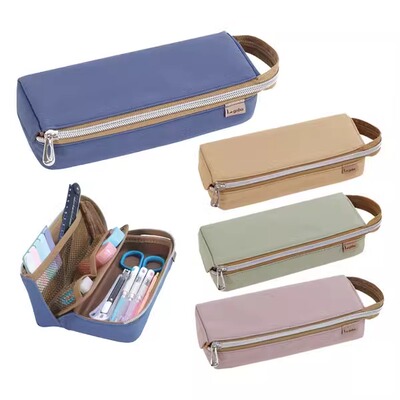 日本 kutsuwa限量款 L型gaba大容量拉链笔袋多功能分层尼龙布