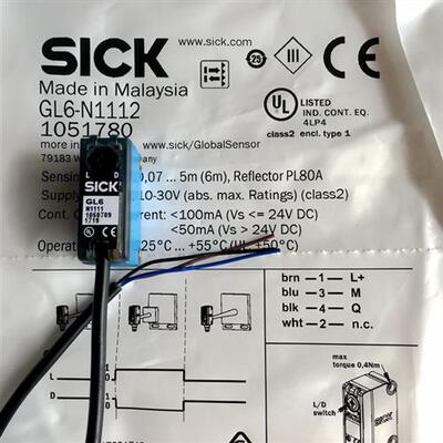 现货销售德国西克SICK镜反射光电开关GL6-N1111,GL6-N1112