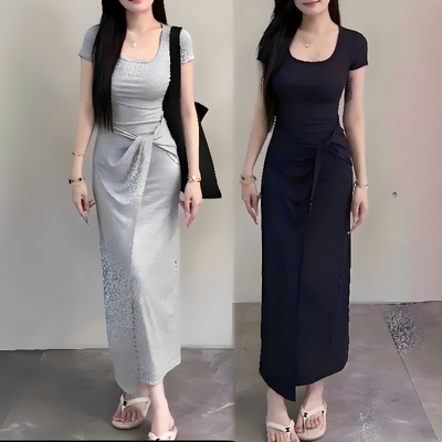 纯欲风性感款短袖夏季长裙连衣裙