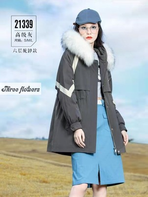 脱卸派克女中长羽绒服半成品