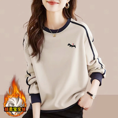 纯棉加绒长袖卫衣女秋冬新款