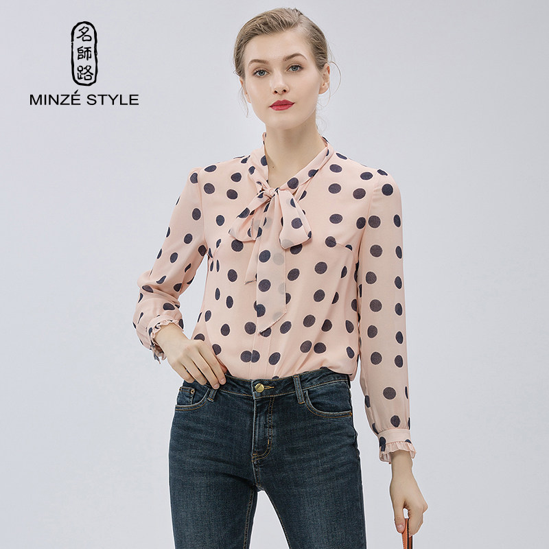 MINZE STYLE/名师路春装新款波点上衣设计感女小众长袖衬衫_虎窝淘