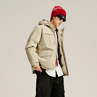 李宁羽绒服男子2025冬季新款防泼水休闲保暖宽松羽绒服AYMV295