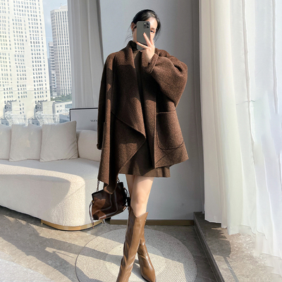 逸墨纸样女装双面羊绒外套休闲大衣样板服装裁剪图纸衣服样子版型