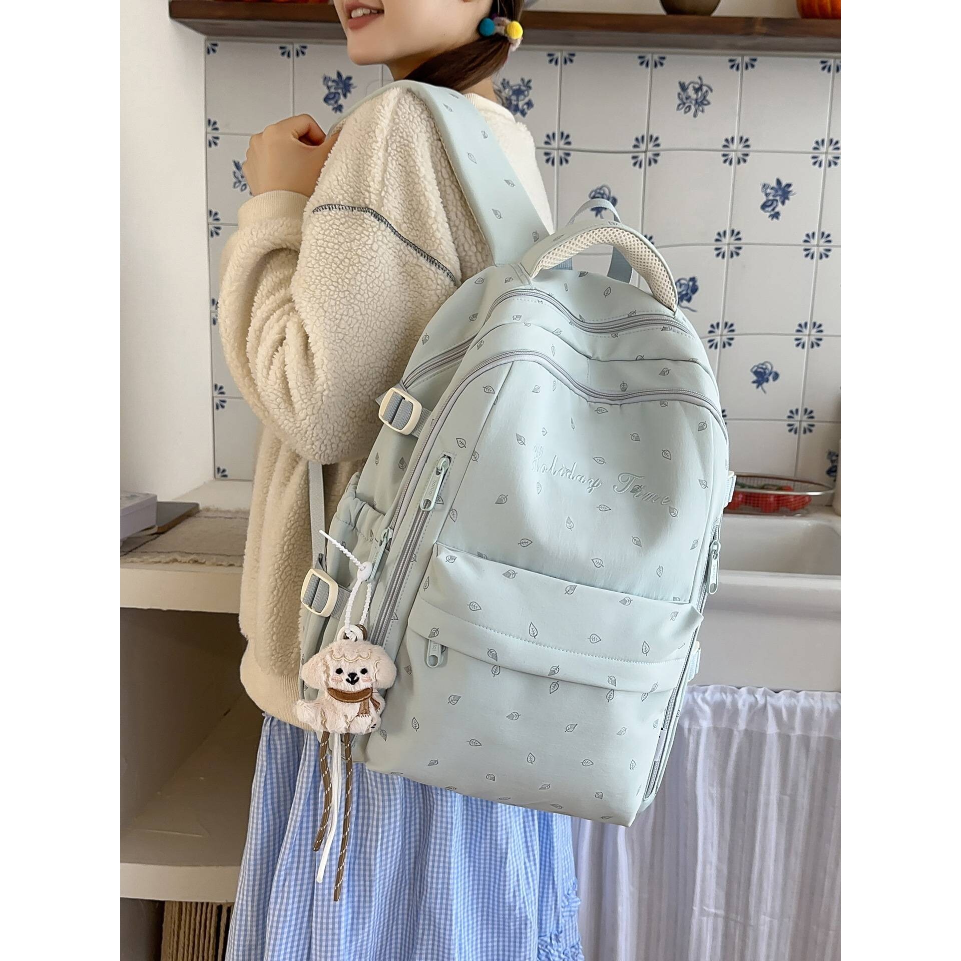 专柜品牌日系银杏叶高颜值双肩包初高中生书包女休闲小清新甜美大