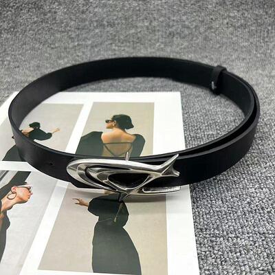 复古黑色腰带潮酷CD男女个性简约男女士装饰皮带 ins风小众裤带