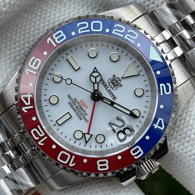 NH34机芯潜水手表24两地时GMT陶瓷红蓝可乐圈夜光防水鬼男士机械